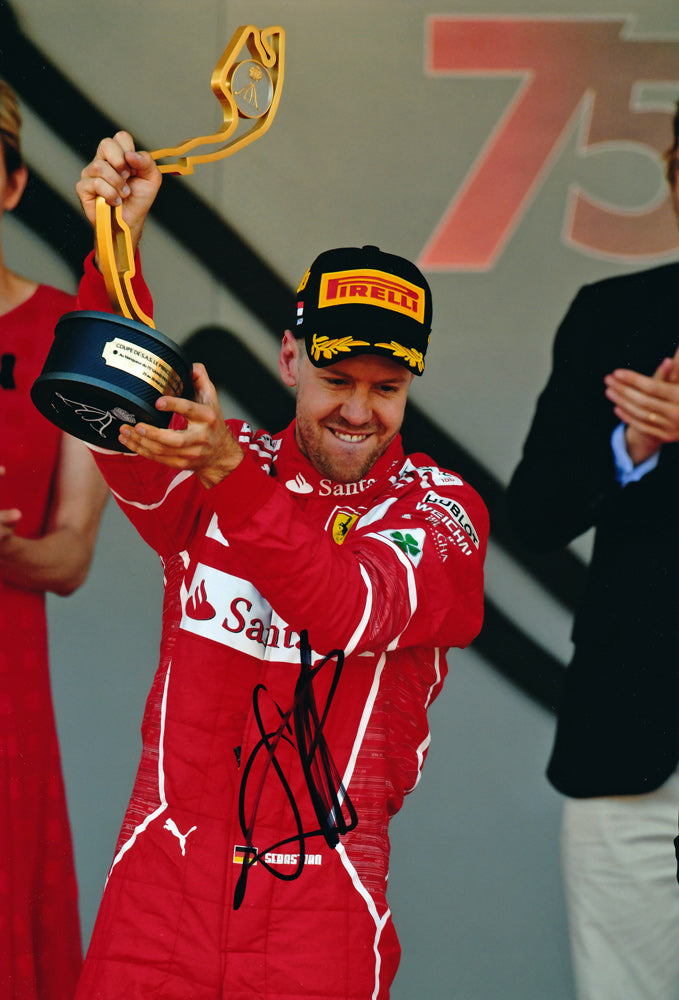 Sebastian Vettel Signed 8X12 inches 2017 Ferrari F1 Monaco Photo ...