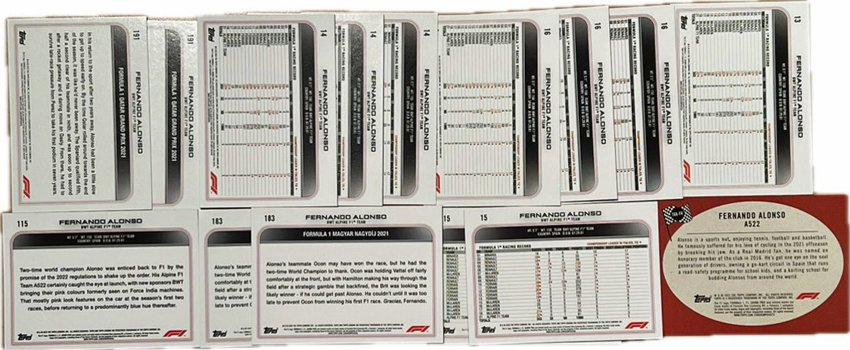 Fernando Alonso - Lot of 15 2022 Topps Alpine Racing F1 Cards - Not si ...