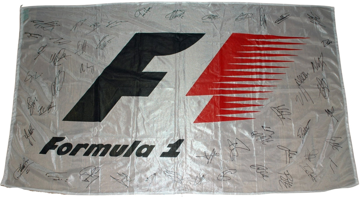 Formula 1 white 60X36 inches Flag Signed by 51 Formula 1 Drivers ...